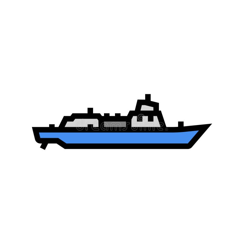 Frigate Ship Color Icon Vector Illustration Stock Vector - Illustration ...