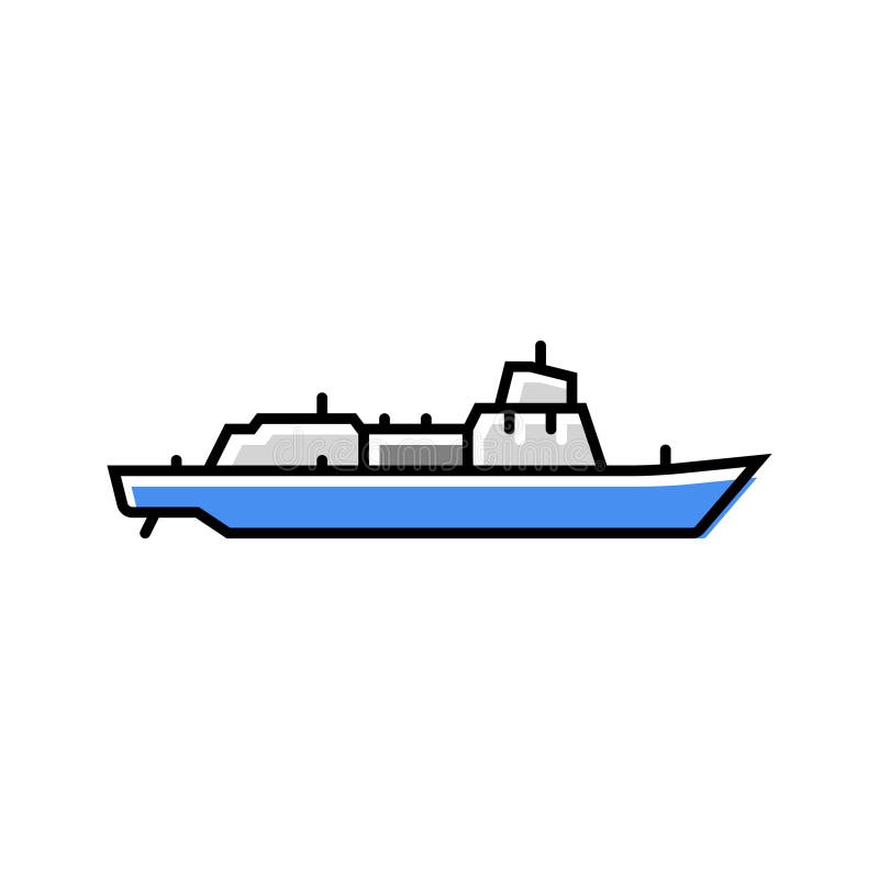 Frigate Ship Color Icon Vector Illustration Stock Illustration ...