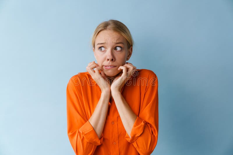 Frightened Beautiful Lady on a Forest Path at Dusk Stock Photo - Image ...