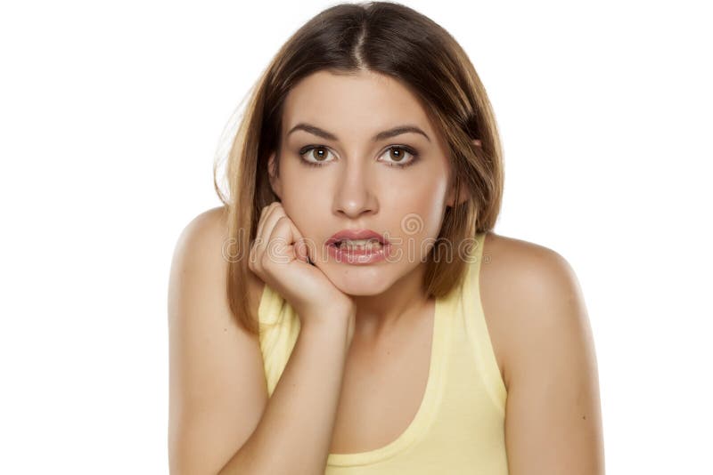 Frightened frightened stock photo. Image of sensuality - 75474902