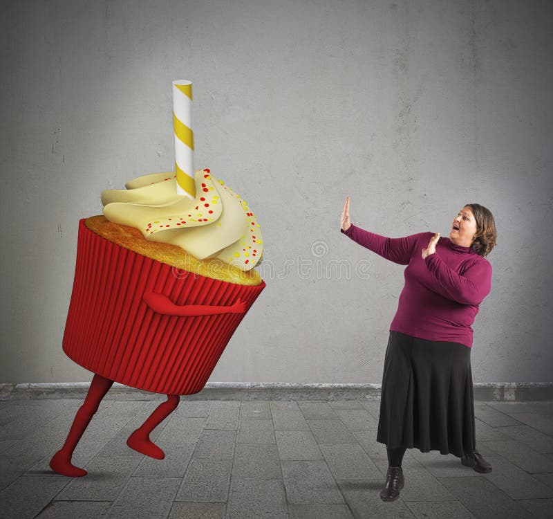 Frightened by Giant Cupcake Stock Photo - Image of frightened, food ...
