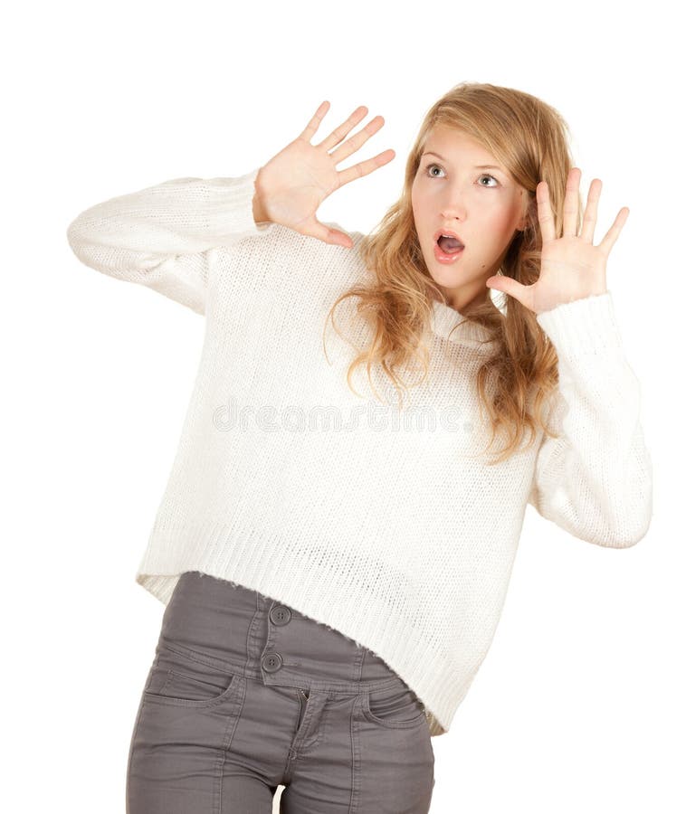 Frightened fat girl stock photo. Image of looking, girl - 20919530