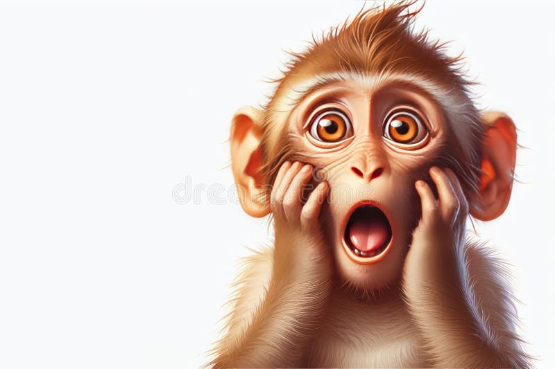 A Frightened Little Monkey. Space for Text. Stock Photo - Image of ...