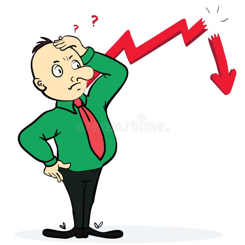 Frightened Man Near Broken Arrow and Going Down Stock Vector ...