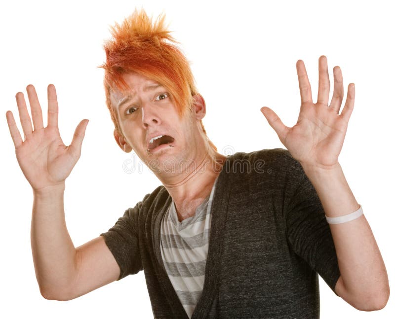 Frightened Man in Orange Hair Stock Image - Image of personality ...