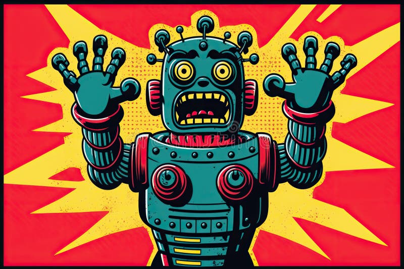 The Frightened Robot Raised Its Hands in Panic, Concept of Autonomous ...