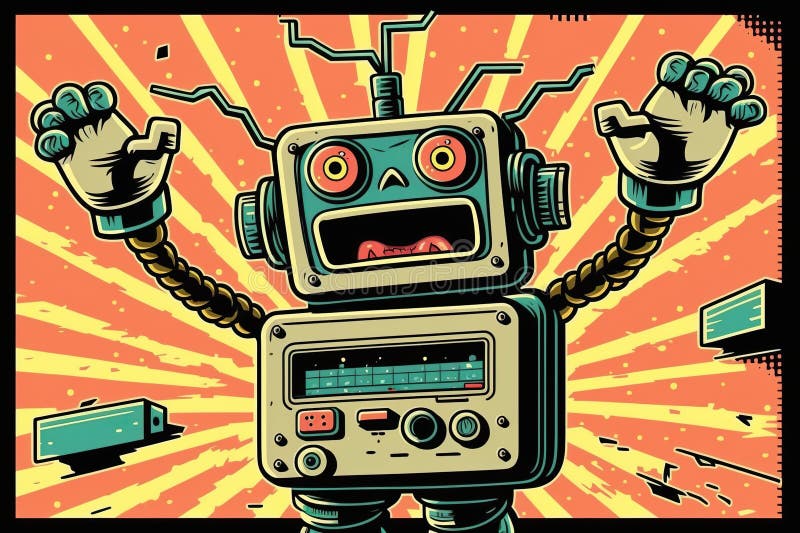 The Frightened Robot Raised Its Hands in Panic, Concept of Autonomous ...