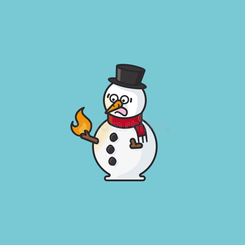 Christmas Fire Gift Snowman Character Cartoon Stock Illustration ...