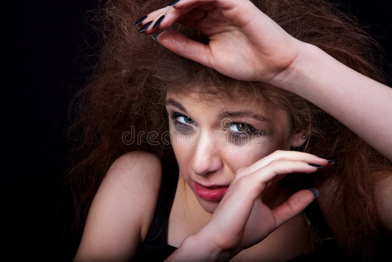 Frightened teenage girl stock photo. Image of crying - 26012022