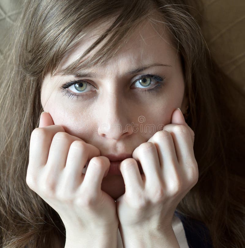 Frightened woman stock image. Image of fear, adult, afraid - 31025389