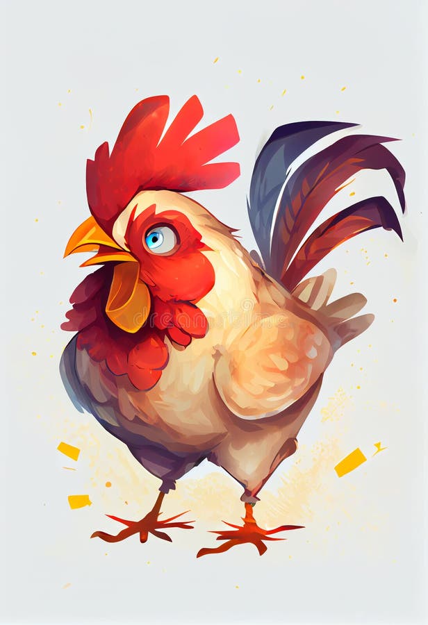 Frightened Young Rooster. AI Generated Stock Illustration ...