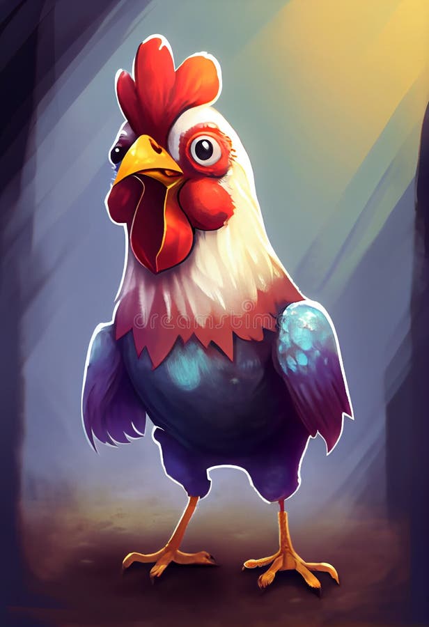 Frightened Young Rooster. AI Generated Stock Illustration ...