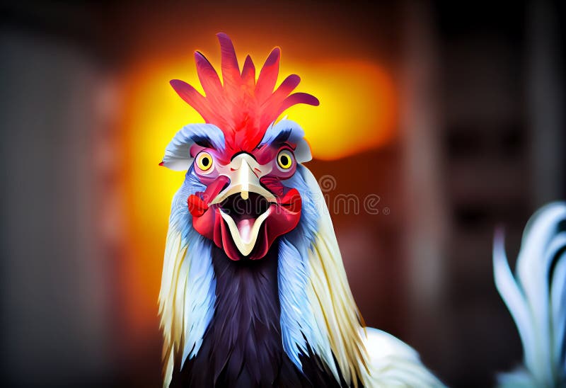 Frightened Young Rooster. AI Generated Stock Illustration ...