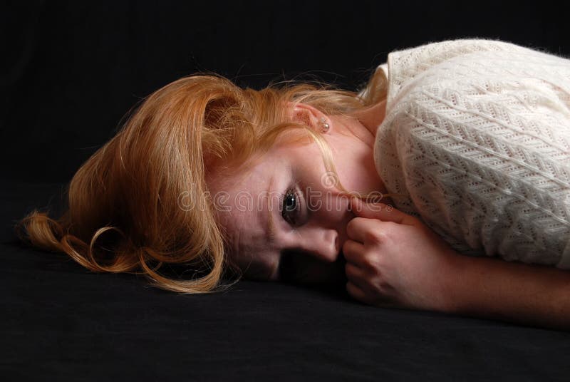 Frightened young woman stock image. Image of scared, worry - 18464783