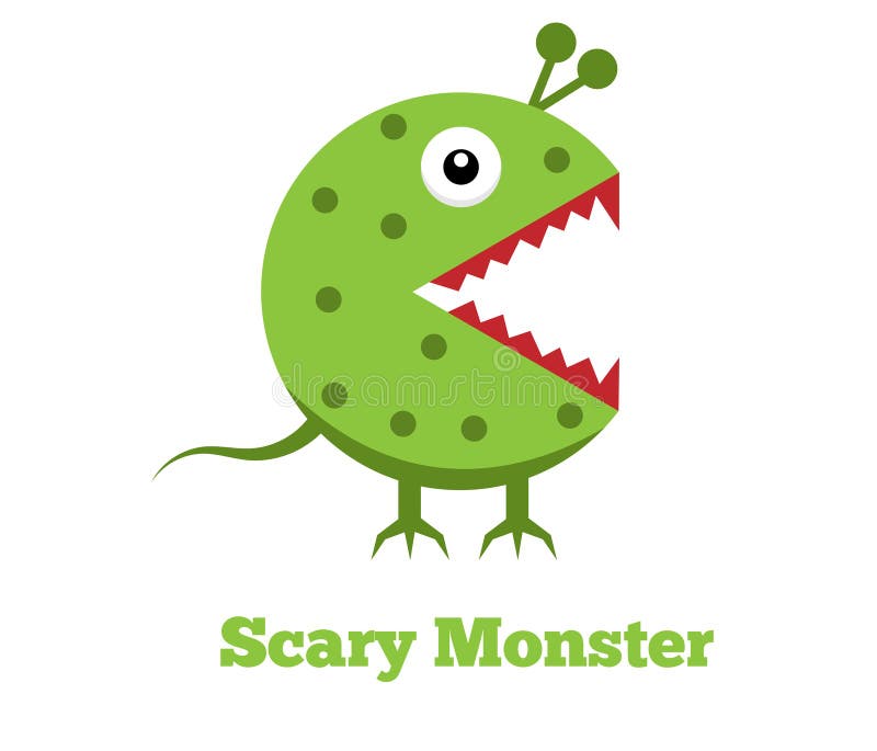 Scary Green Monster Flat Style Isolated Stock Vector - Illustration of ...