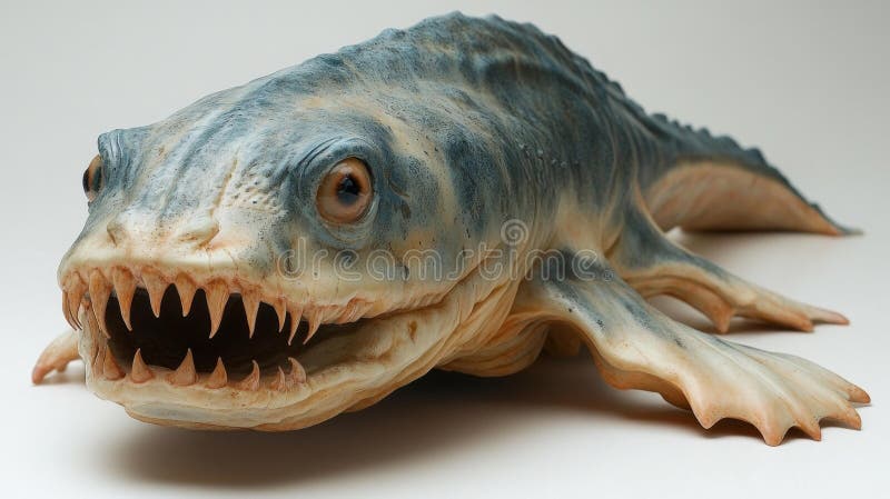 Frightening Fish Monster with Massive Teeth and Claws Stock ...