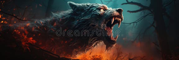 Frightful Werewolf Howling at the Moon Halloween Stock Illustration ...