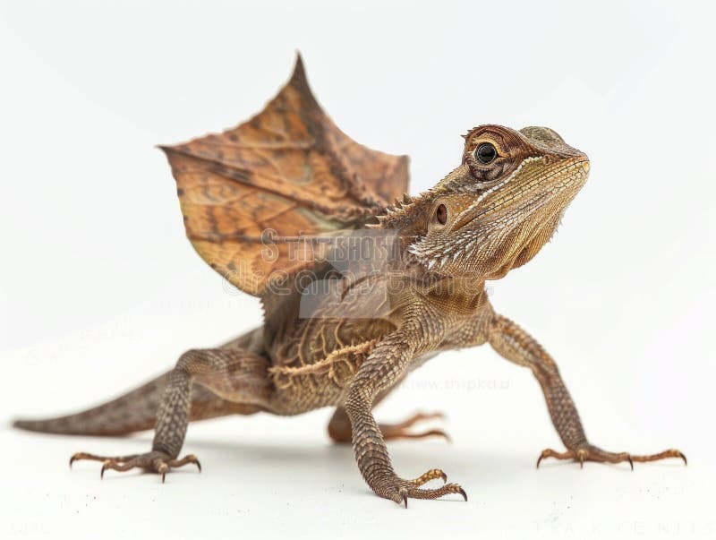 Frilled Dragon Stands Alert with Its Frill Fully Extended Showcasing ...