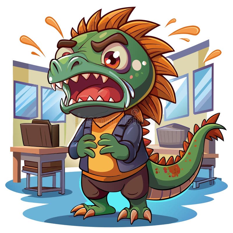 Frilled Lizard Angry Cries School Vector Stock Illustration ...