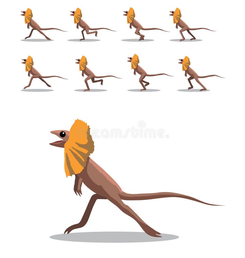 Frilled Lizard Running Animation Sequence Cartoon Vector Illustration ...