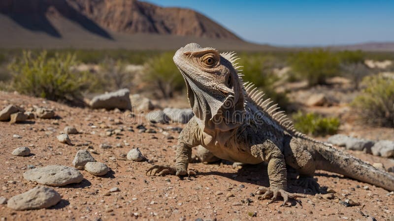 Frilled-Neck Lizard Defending Itself with Expanded Frill in Rocky, Arid ...