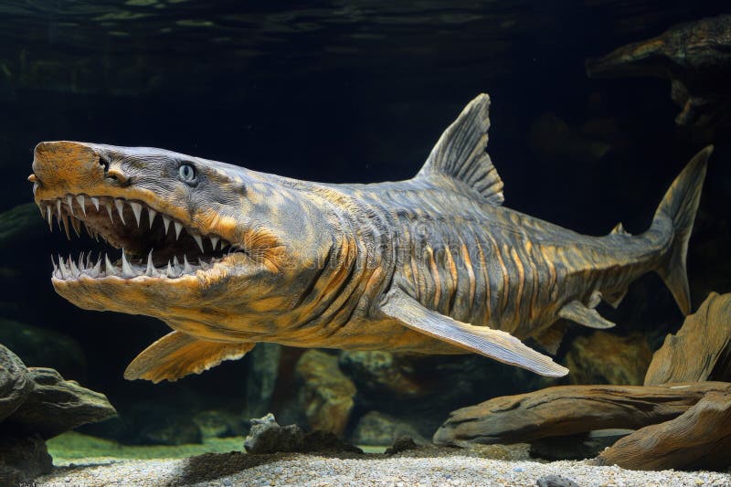A Frilled Shark in Deep Ocean Waters, Eerie and Detailed, Natural ...