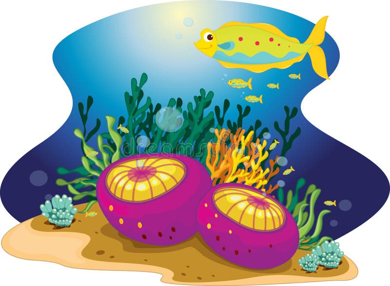 A School Of Fish Under The Sea Stock Vector - Illustration of daytime ...