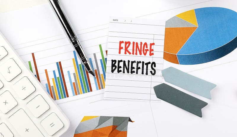 Fringe Benefits Text on a Notecard Surrounded by Charts, Graphs, a Pen ...