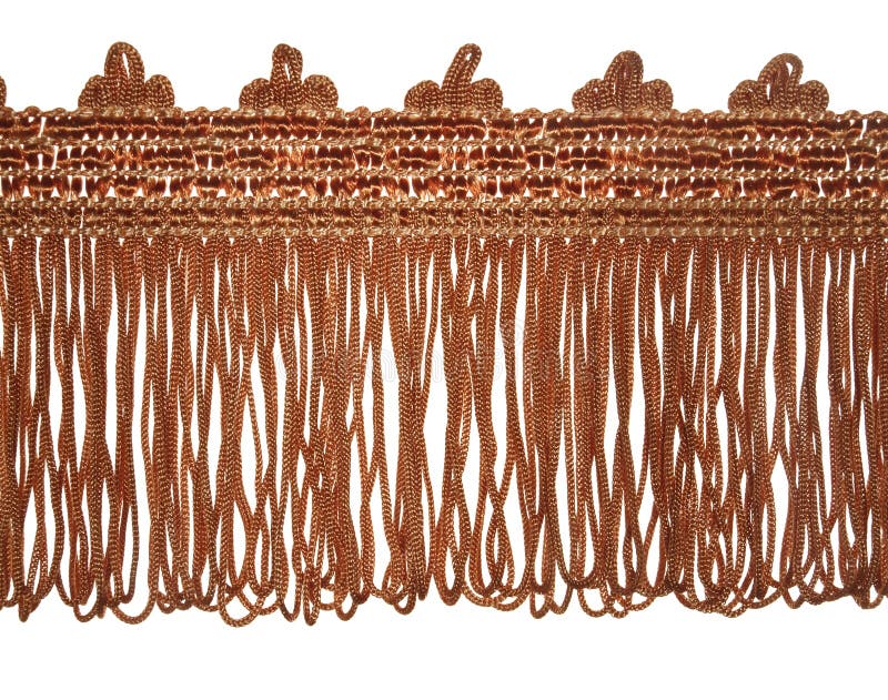 Fringe Woven from a Thin Cord Isolated on a White Background. Finishing ...