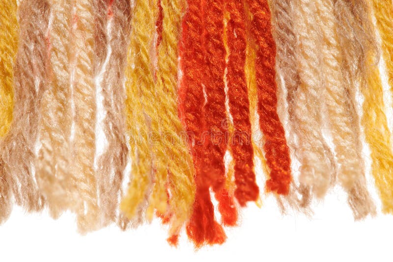 Fringed Edge of a Small Handmade Rug or Mat, Woven from Red and Yellow ...