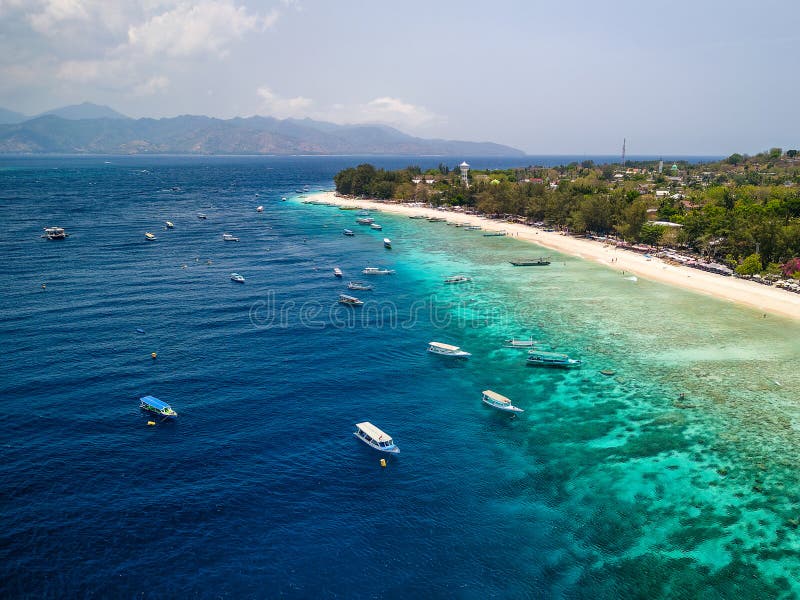 Fringing Coral Reef and Long, Sandy Beach on a Tropical Island Stock ...