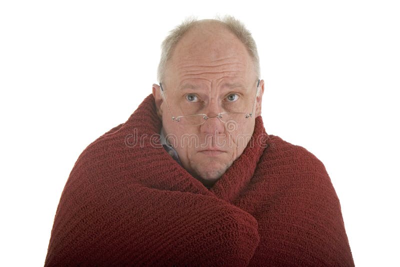 Frio Do Homem Idoso No Cobertor Foto de Stock - Imagem de careca, homem ...