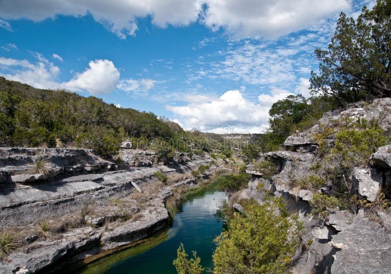 Frio River Winding through Limestone Cliffs Stock Photo - Image of ...