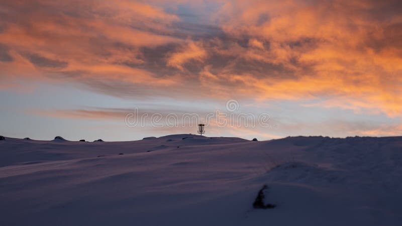 Frisbee Golf Basket in the Sunset Lights Stock Photo - Image of snow ...