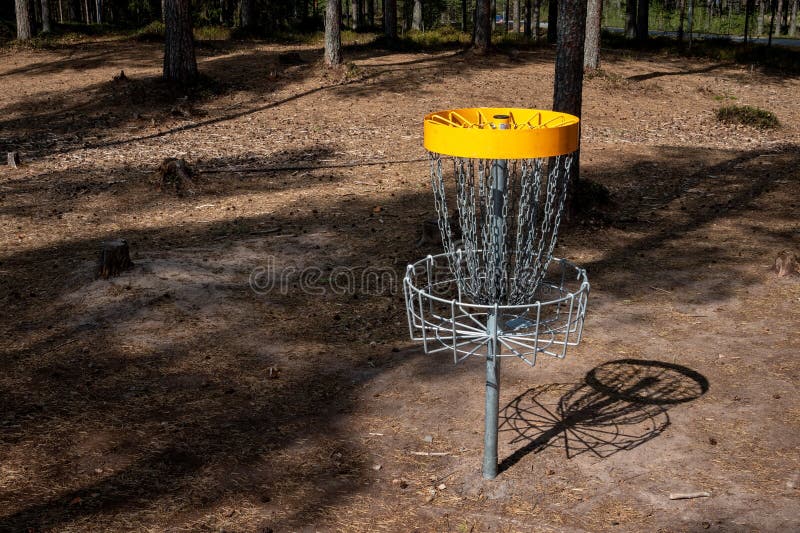 Frisbee Golf Basket in the Woods, Kempele Finland Stock Photo - Image ...