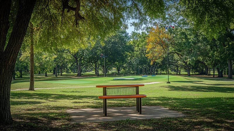A Frisbee Golf Course with Colorful Discs and a Target Basket in a ...