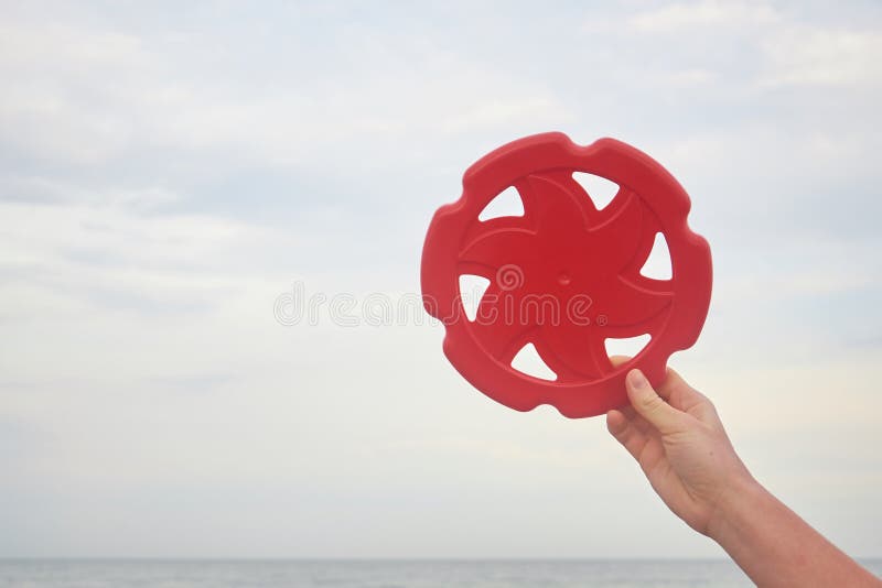 Frisbee in Woman Hands on the Beach Stock Photo - Image of exhilaration ...