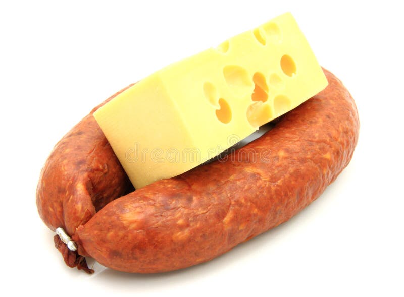Frische Wurst mit Käse stockfoto. Bild von kalorie, schweinefleisch ...
