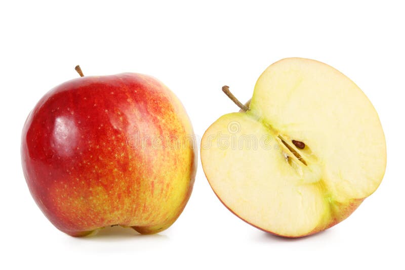 Roter Apfel Mit Blatt Und Scheibe. Stockbild - Bild von reif, hell ...