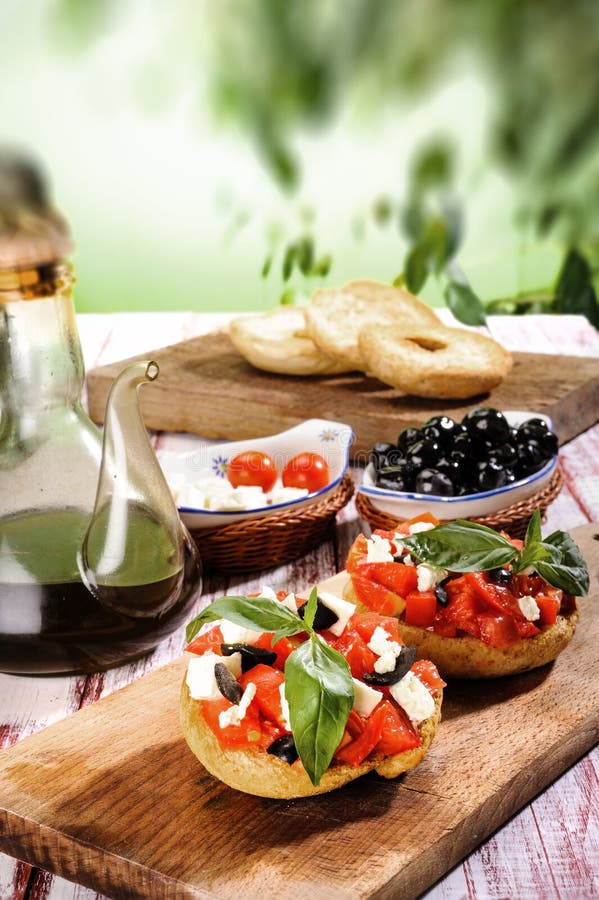 Tomato , Fresella , Oil, Garlic , Oregano Stock Image - Image of hour ...