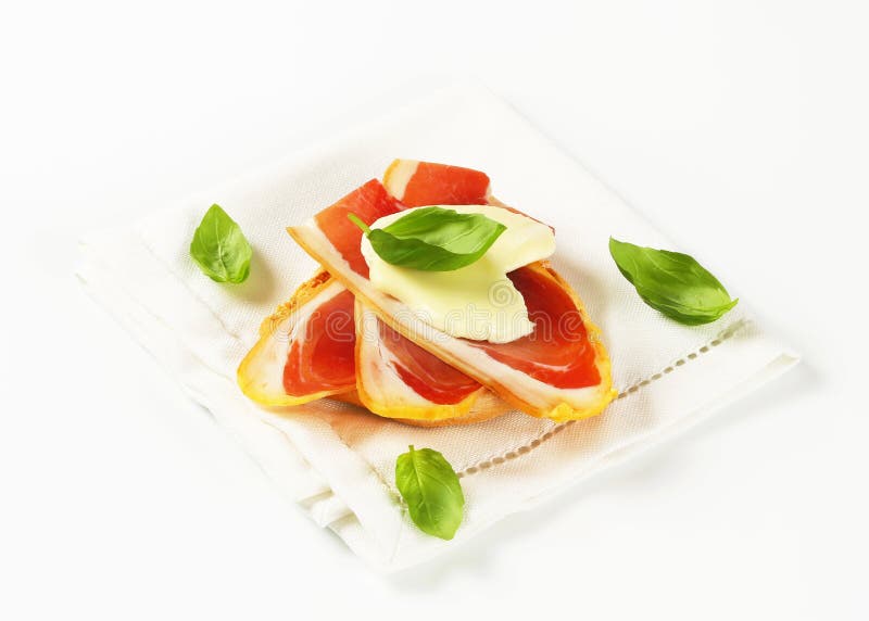 Friselle Bread with Prosciutto and Mozzarella Stock Photo - Image of ...