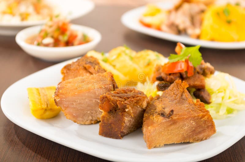 Fritada Fried Pork Traditional Ecuadorian Food Stock Image - Image of ...
