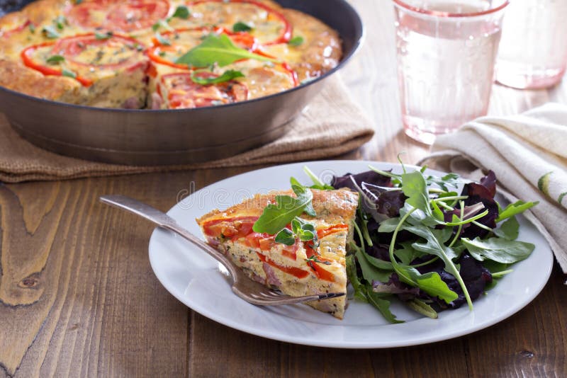 Frittata with Vegetables and Ham Stock Image - Image of dinner, omelet ...