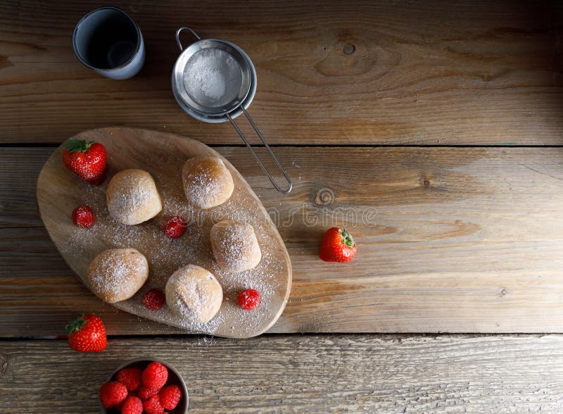 Fritters Filled with Strawberry and Raspberry Jam Stock Image - Image ...