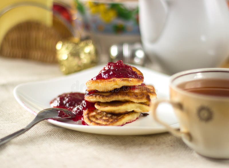 Fritters with jam stock photo. Image of dinner, dessert - 38050732