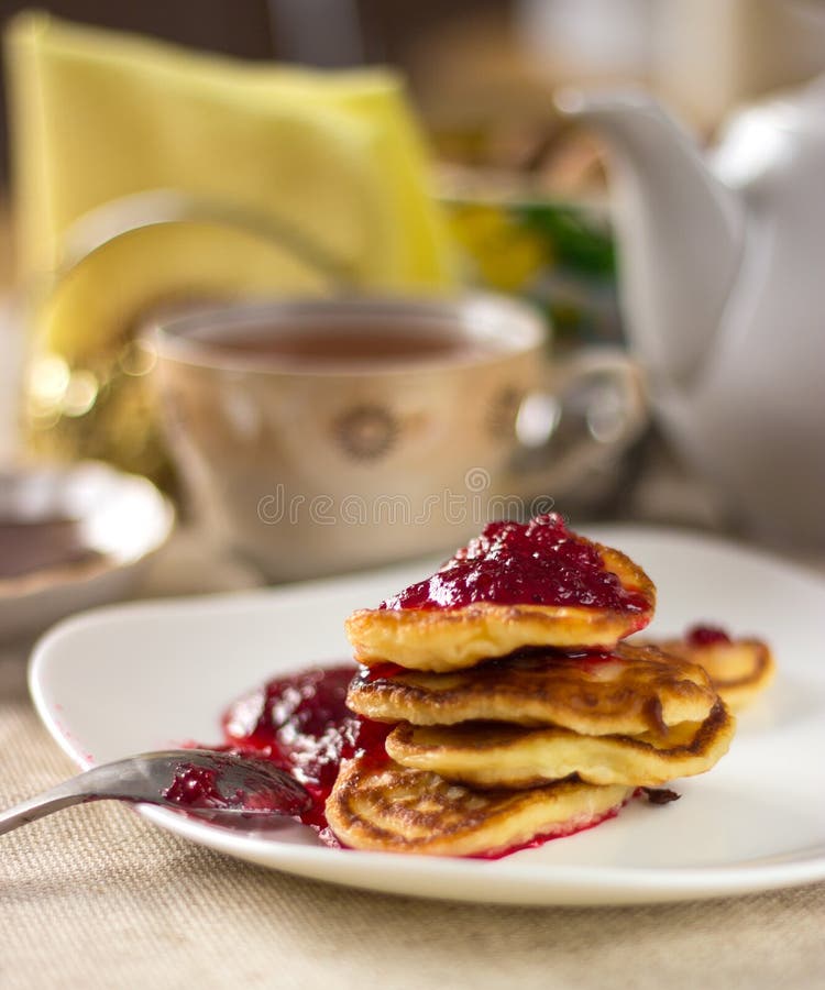 Fritters with jam stock photo. Image of lunch, breakfast - 38050988