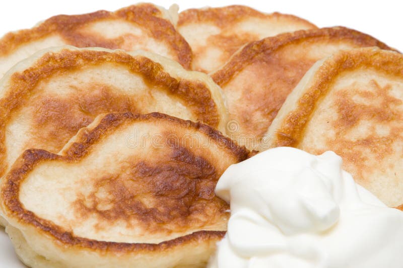 Fritters with sour cream stock photo. Image of cake, plate - 15395904