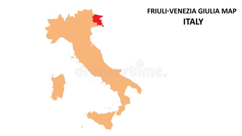 Friuli-Venezia Giulia Regions Map Highlighted on Italy Map Stock ...