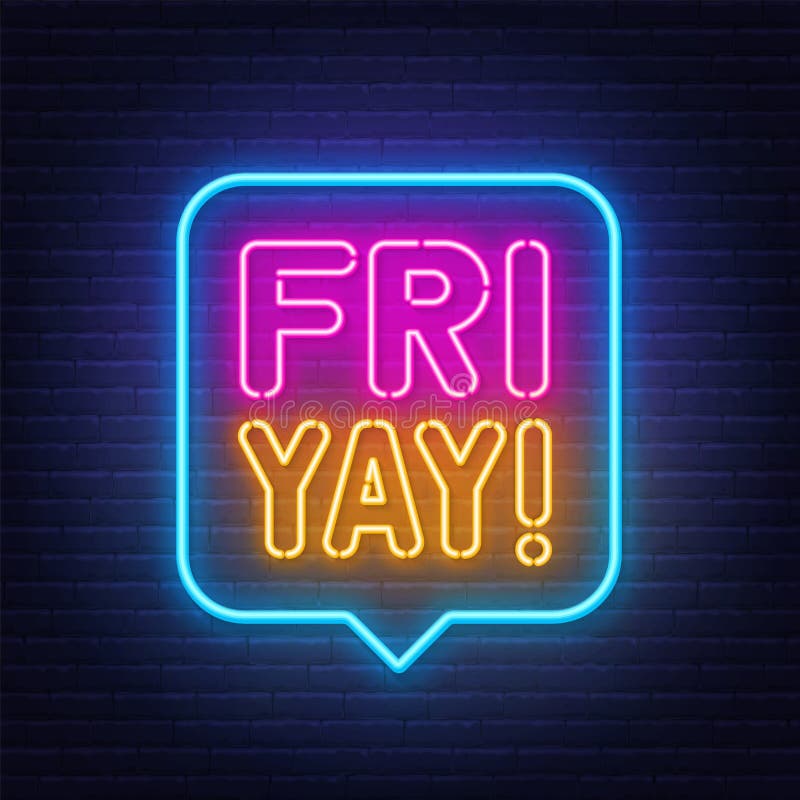 Happy Friday Neon Sign. Greeting Card on Dark Background Stock ...
