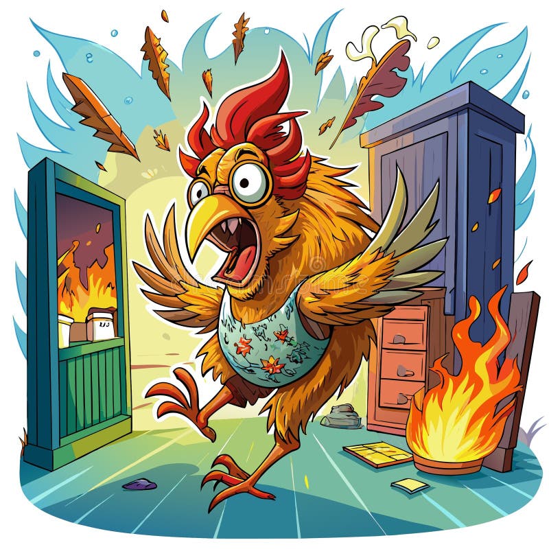 Frizzle Chicken Fired Screams Room Vector Stock Vector - Illustration ...